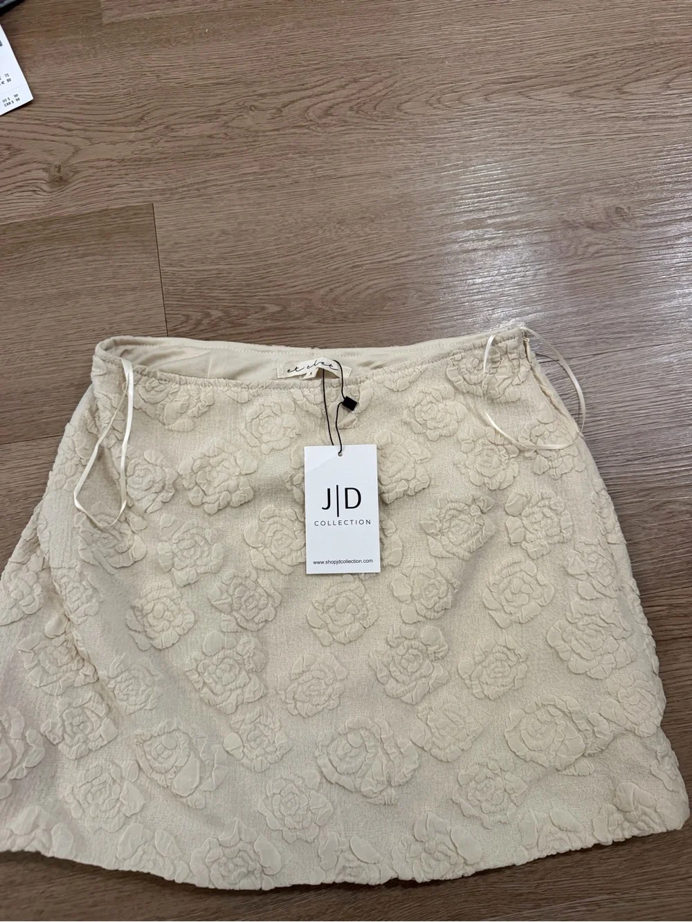 Skirts | Jd Collection Cream Floral Textured Mini Skirt | Poshmark